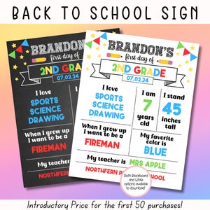 EDITABLE Chalkboard Back to School Sign, Printable School Sign ...