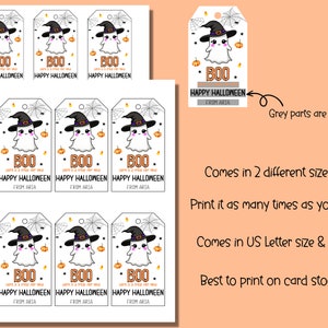 EDITABLE Halloween Gift Tag, Halloween Favor Tag, Trick or Treat Favor ...