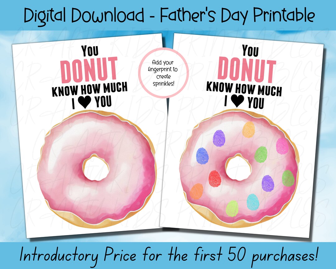 Father's Day Printable Donut Fingerprint Art Fathers Day - Etsy