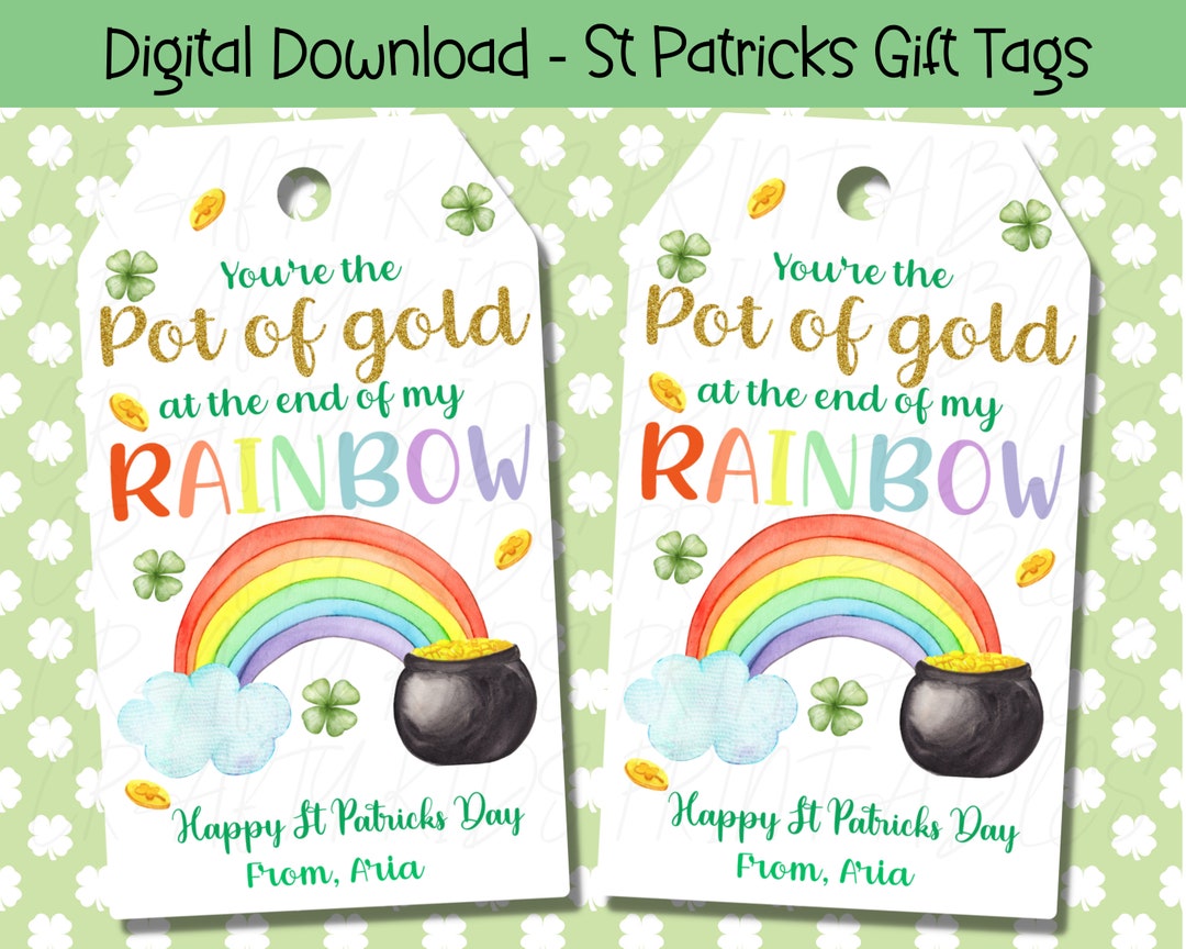 EDITABLE St Patrick's Gift Tag, St Patricks Day Gift, Rainbow St ...