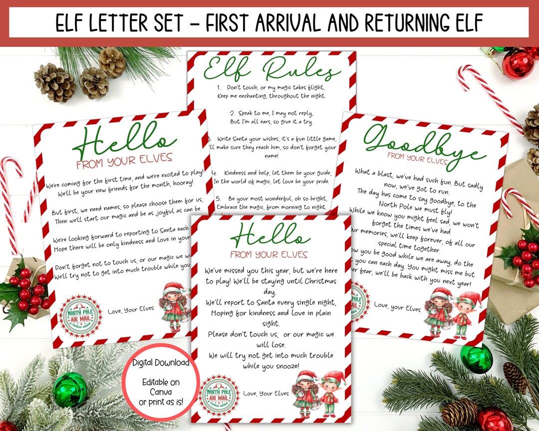 EDITABLE Elf Letter Set, Multiple Elves Letter Set, Elf Welcome Letter ...