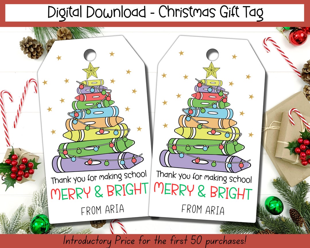 EDITABLE Christmas Teacher Appreciation Gift Tag, Christmas School Gift ...