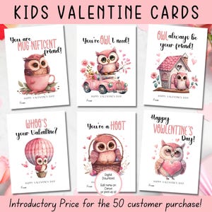 EDITABLE Printable Owl Valentine Cards, Classroom Valentines Day Cards ...