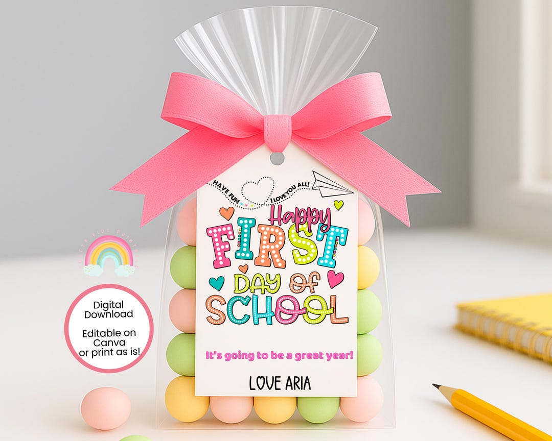 EDITABLE First Day of School Gift Tag, Preschool, Back to School Gift ...