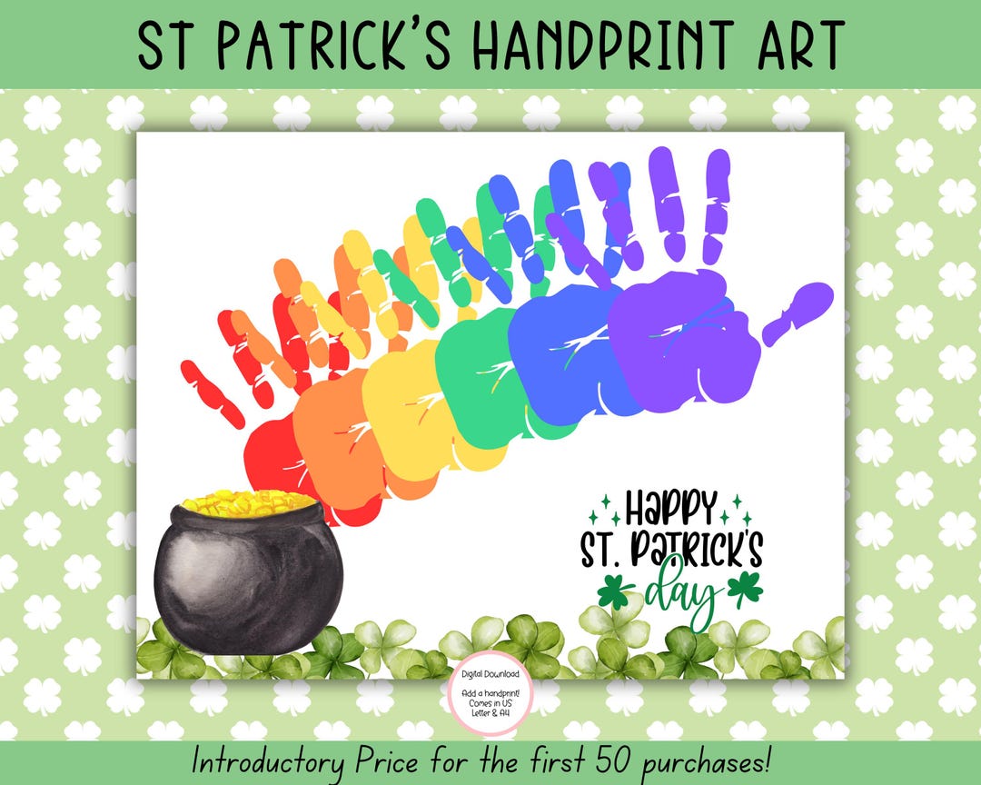 St Patrick's Day Handprint Art, Rainbow St Patrick's Day Handprint ...