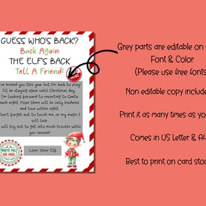 EDITABLE Elf Arrival Letter, Elf Welcome Letter, I'm Back Elf Letter ...