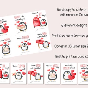 EDITABLE Penguin Valentine Cards, Classroom Valentines Day Cards, Kids ...