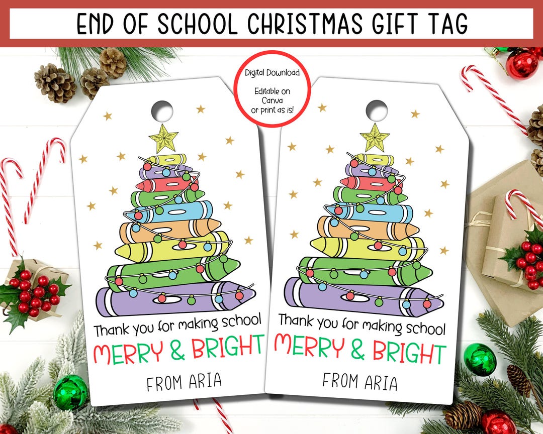 EDITABLE Christmas Teacher Appreciation Gift Tag, Christmas School Gift ...