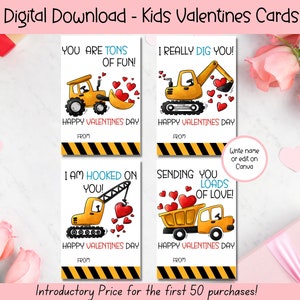 EDITABLE Classroom Valentines Day Cards, Printable Construction ...