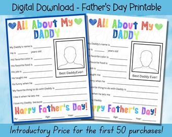 All About My Dad Questionnaire Father's Day Craft - Etsy