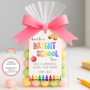EDITABLE First Day of School Gift Tag, Back to School Gift Tag, Teacher ...