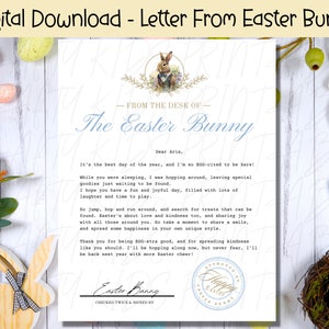 EDITABLE Letter From Easter Bunny Blue Printable Easter Bunny - Etsy