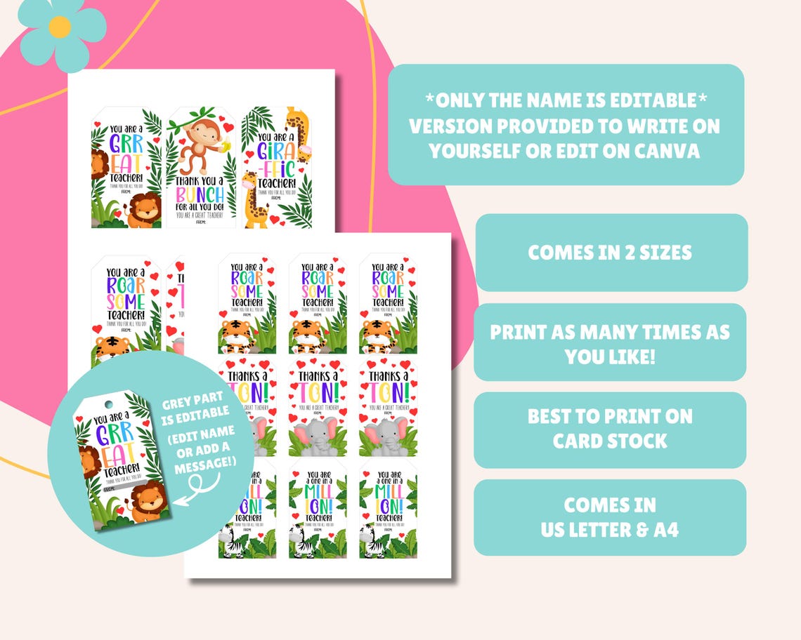 EDITABLE Teacher Appreciation Gift Tag, Staff Appreciation Gift Tag ...