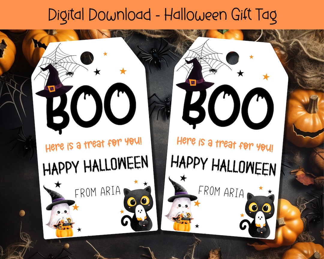 EDITABLE Halloween Gift Tag Halloween Favor Tag Trick or - Etsy