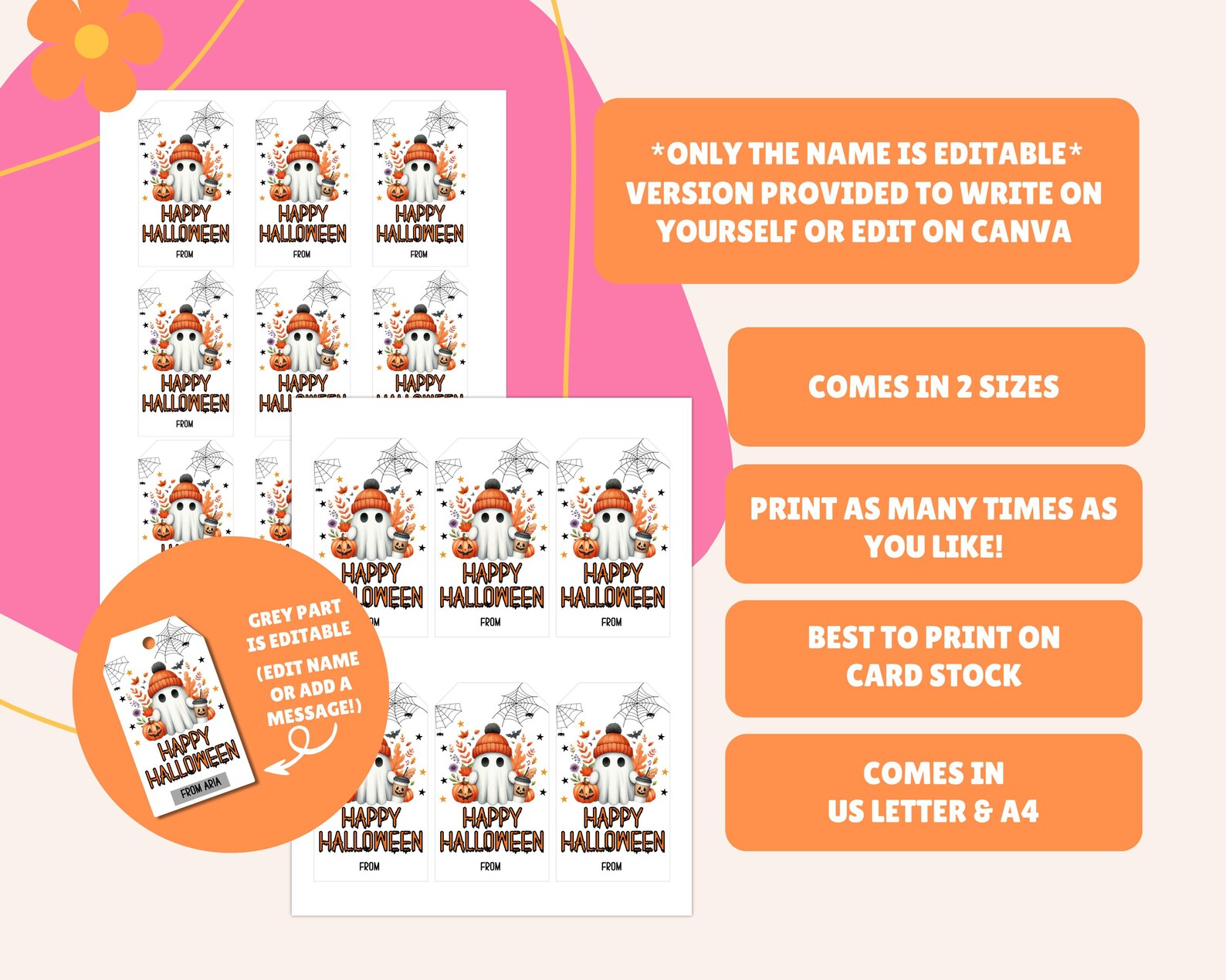 EDITABLE Halloween Gift Tag, Halloween Class Gift Tag, Halloween Favor ...