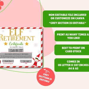 EDITABLE Elf Retirement Certificate, Letter From Your Elf, Elf Leaving ...