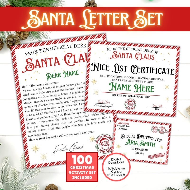 Santa Letter Editable Set - Etsy