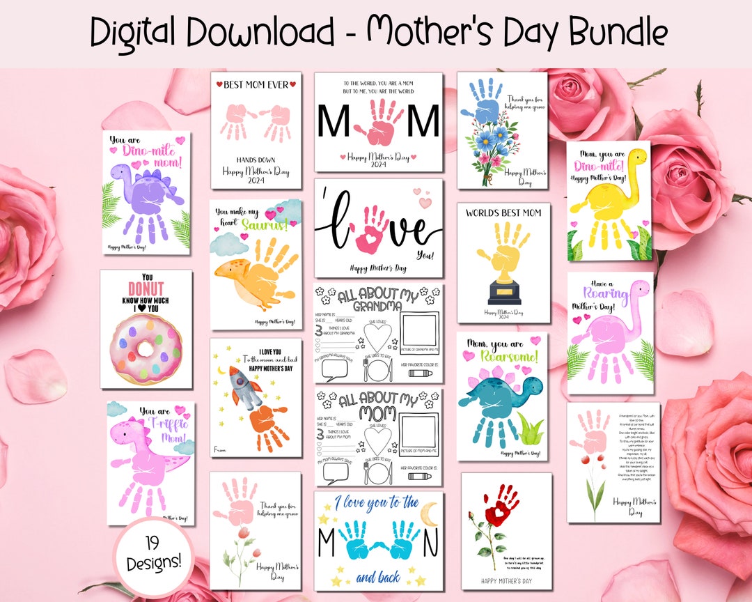 Mother's Day Printable Bundle, Mother's Day Handprint Art Mothers Day ...