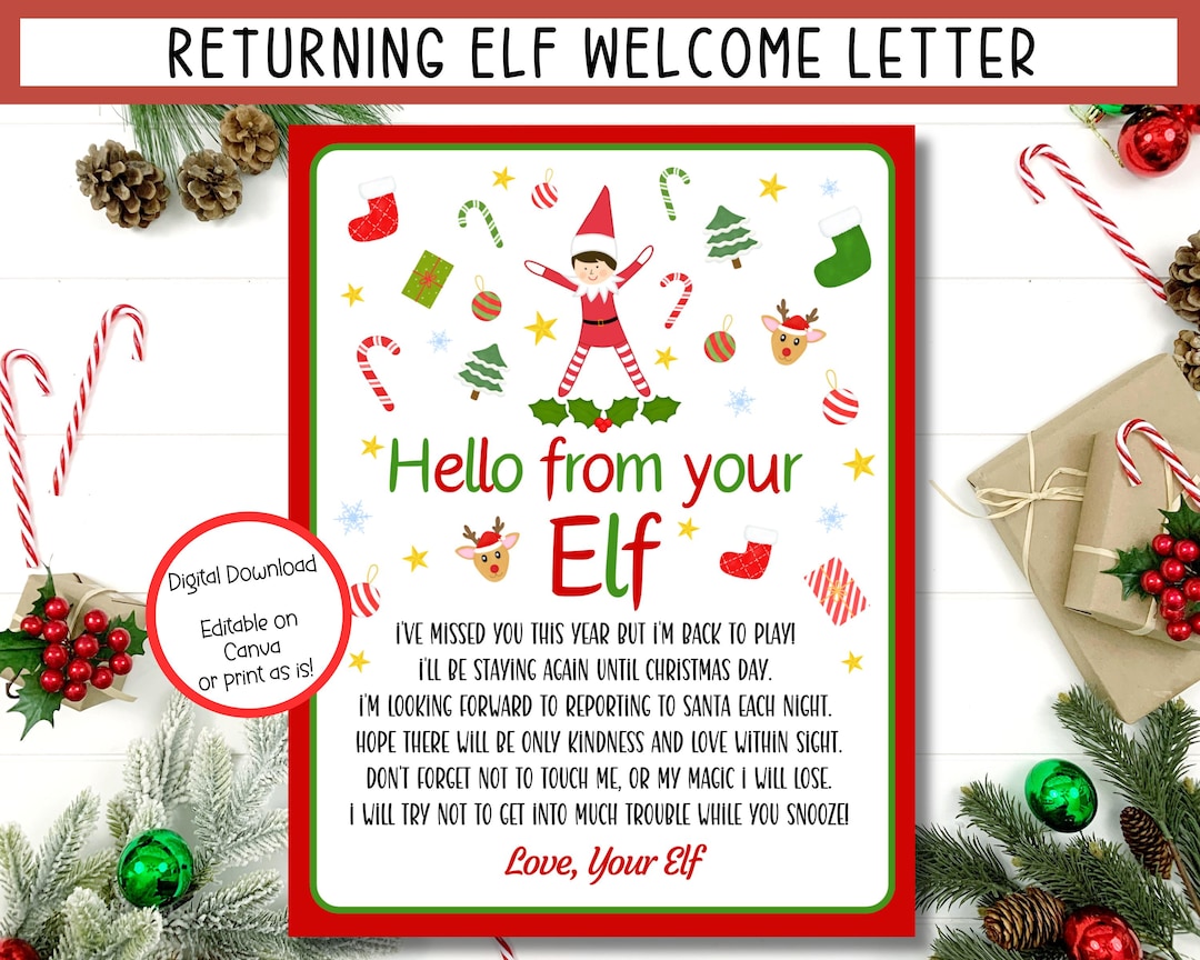 EDITABLE Elf Welcome Letter, Elf Arrival Letter, I'm Back Elf Letter ...