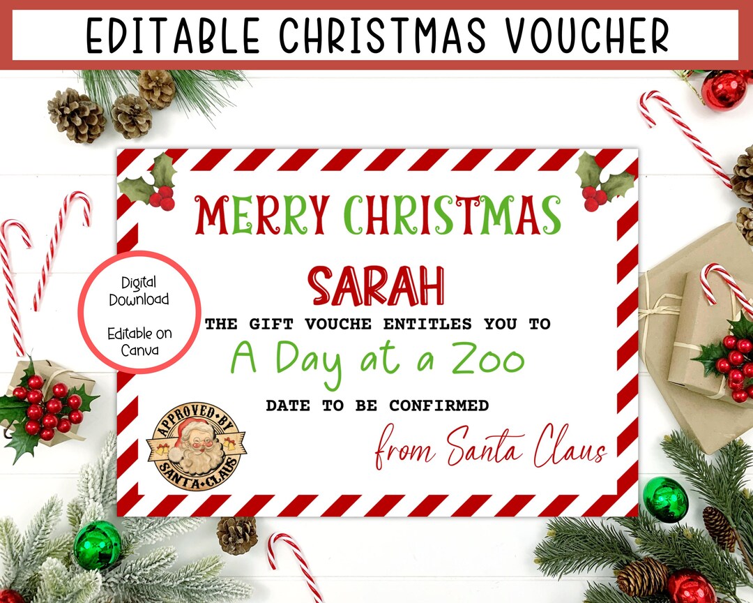 Christmas Gift Voucher Template, Last Minute Christmas Gift, Santa Gift ...
