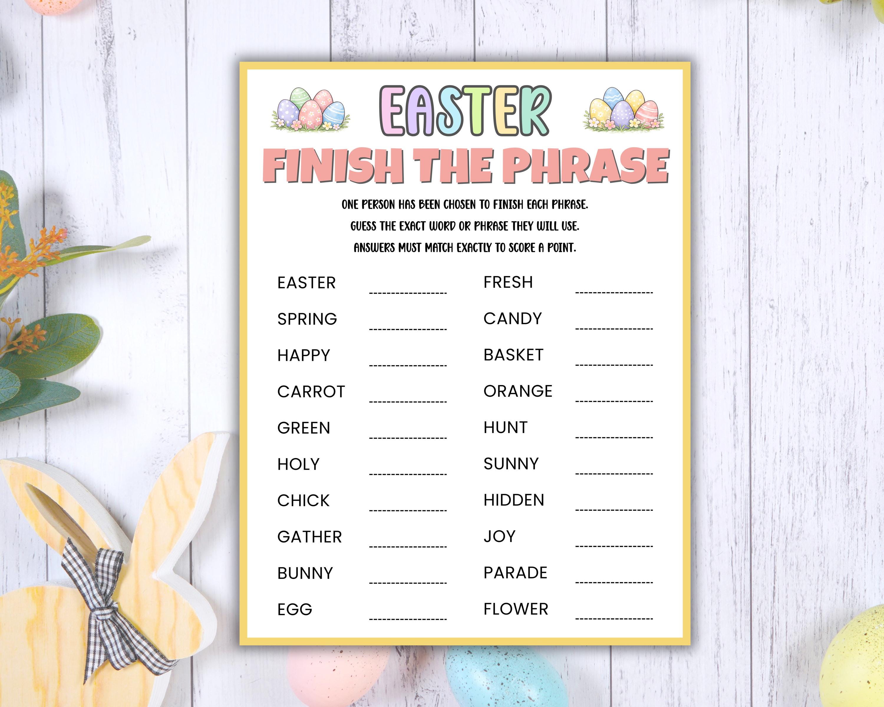 Easter Finish the Phrase Game, Easter Quiz Game, Easter Printable Game ...