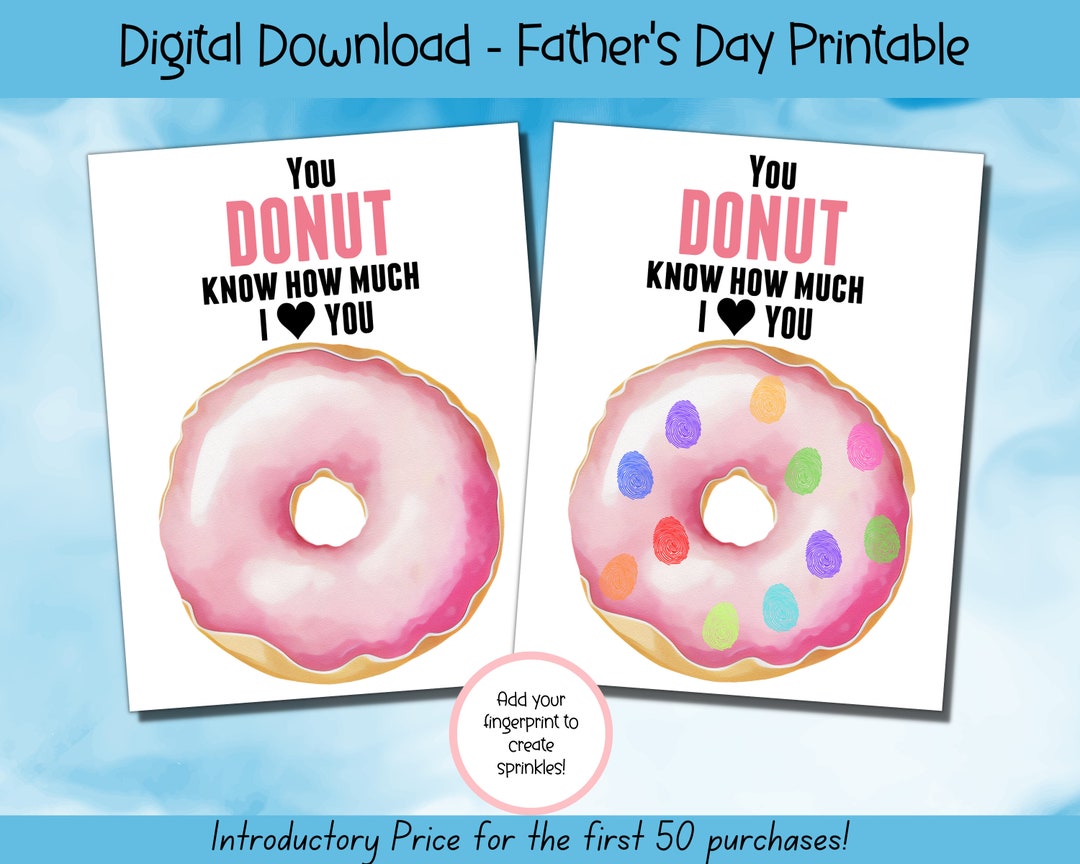 Father's Day Printable, Donut Fingerprint Art, Fathers Day Gift ...