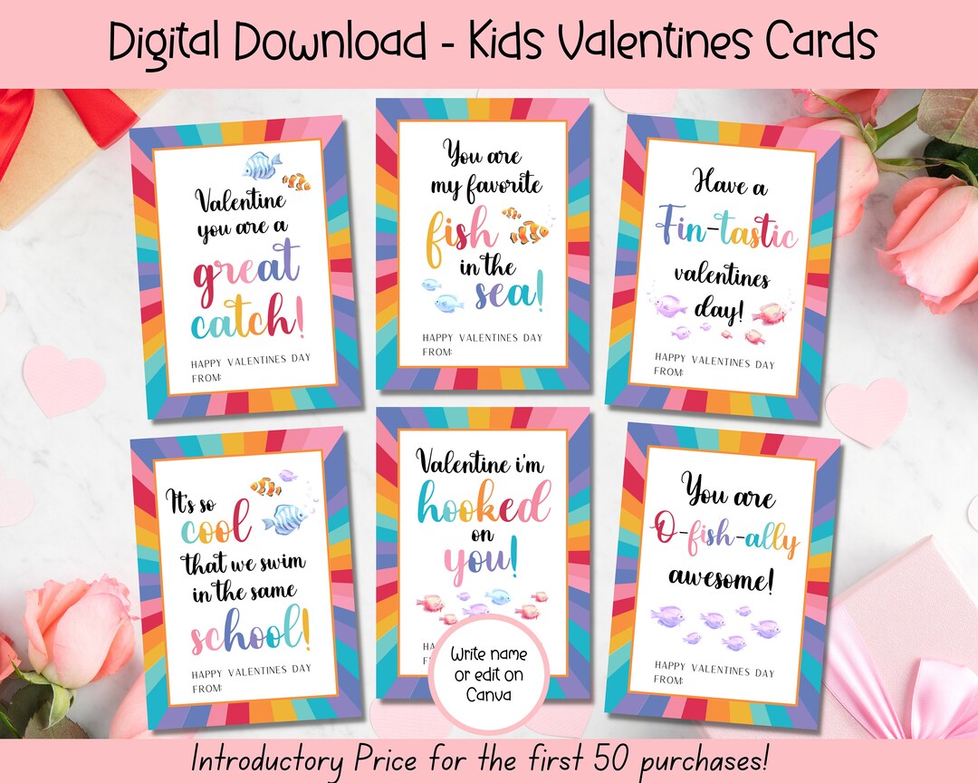 EDITABLE Fish Valentine Cards, Gold Fish Classroom Valentines Day Card ...