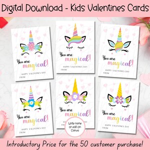EDITABLE Unicorn Valentine Cards, Classroom Valentines Day Cards, Kids ...