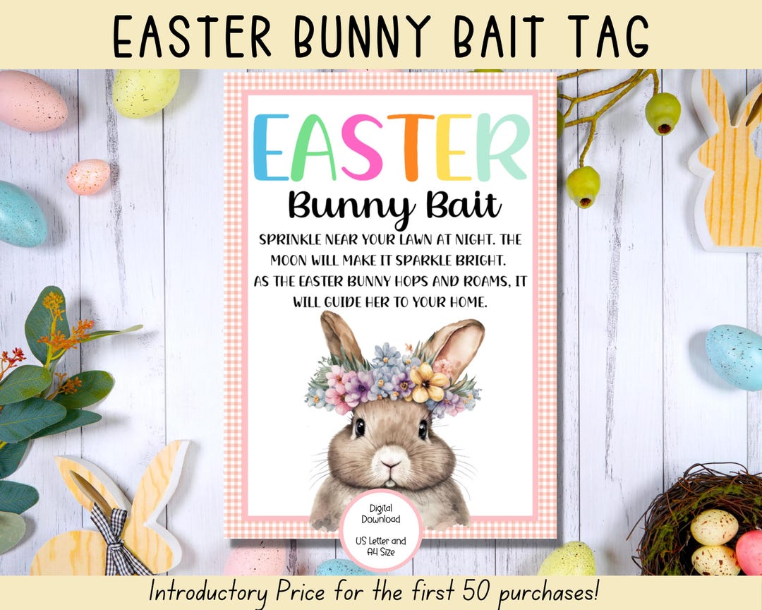 Easter Bunny Bait Tag, Easter Gift Tags, Easter Printables, Easter ...