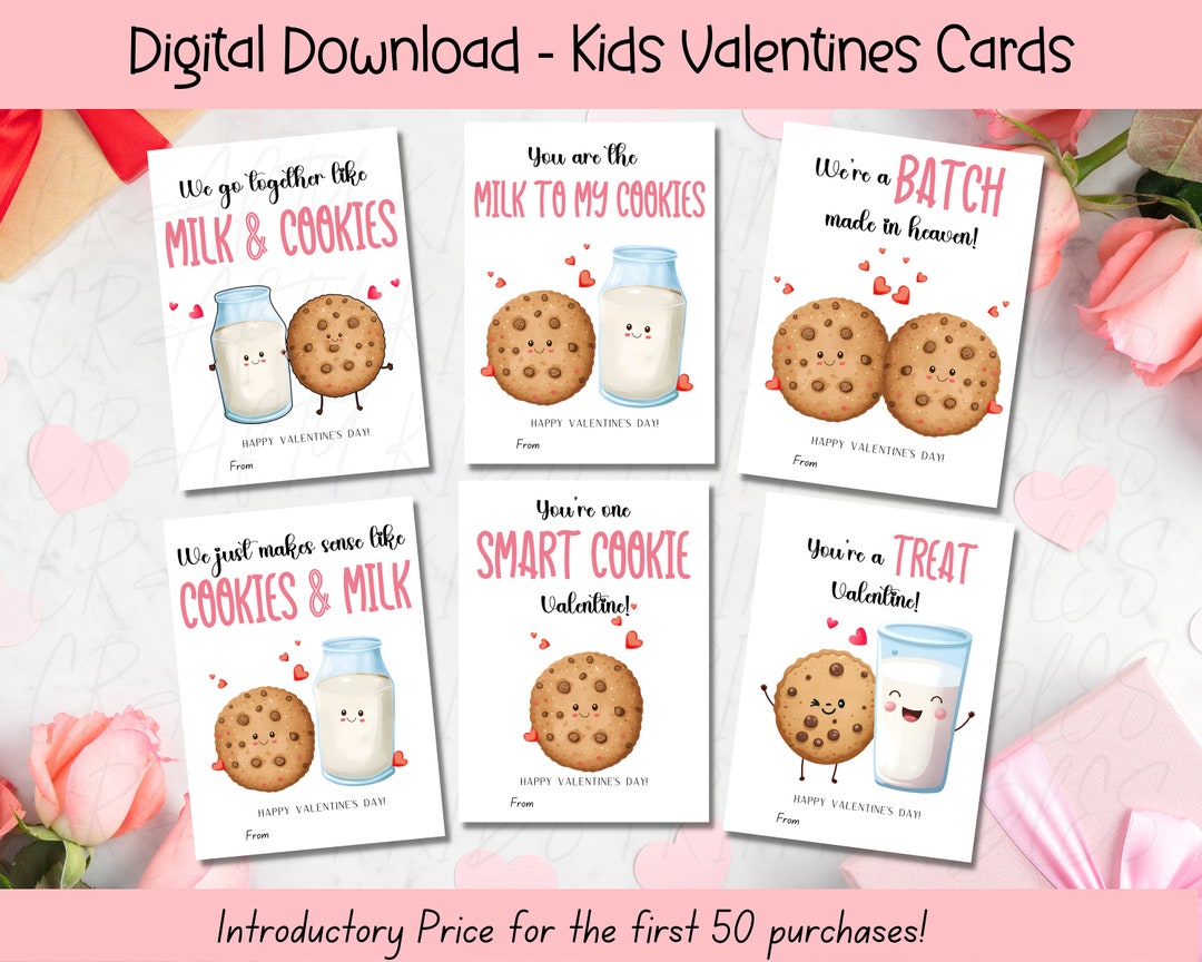 EDITABLE Cookies and Milk Valentine Cards, Classroom Valentines Day ...