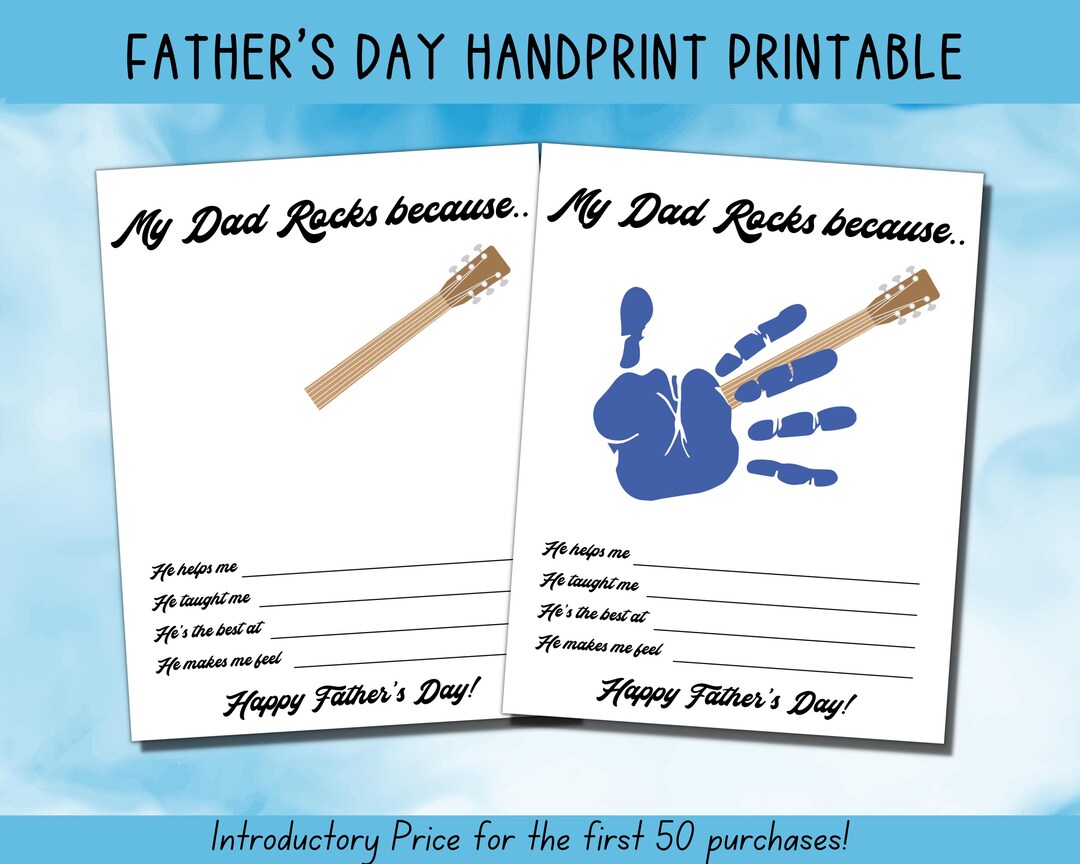Father's Day Printable, My Daddy Rocks Handprint Art, Fathers Day Gift ...