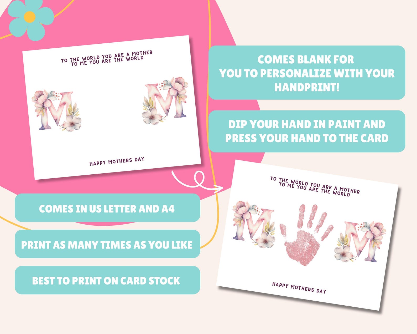 Mother's Day Printable Bundle, Mother's Day Handprint Art Mothers Day ...