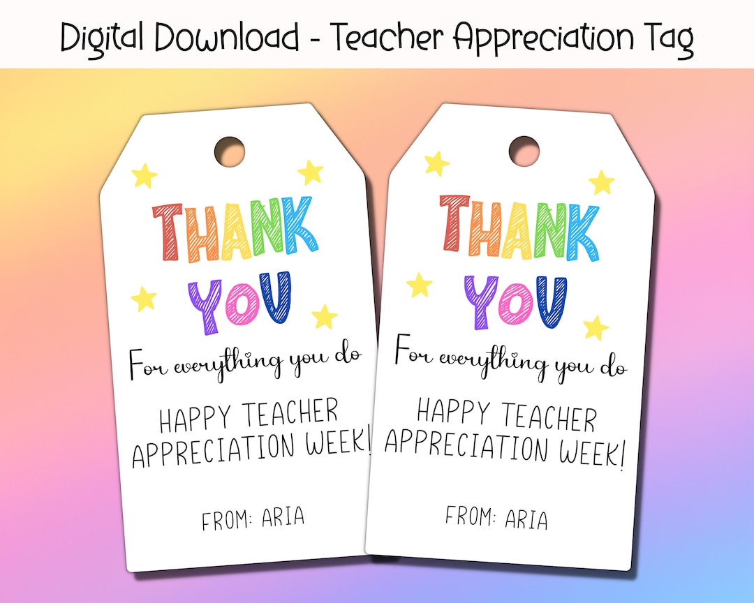 EDITABLE Teacher Appreciation Gift Tag, Staff Appreciation Gift Tag ...