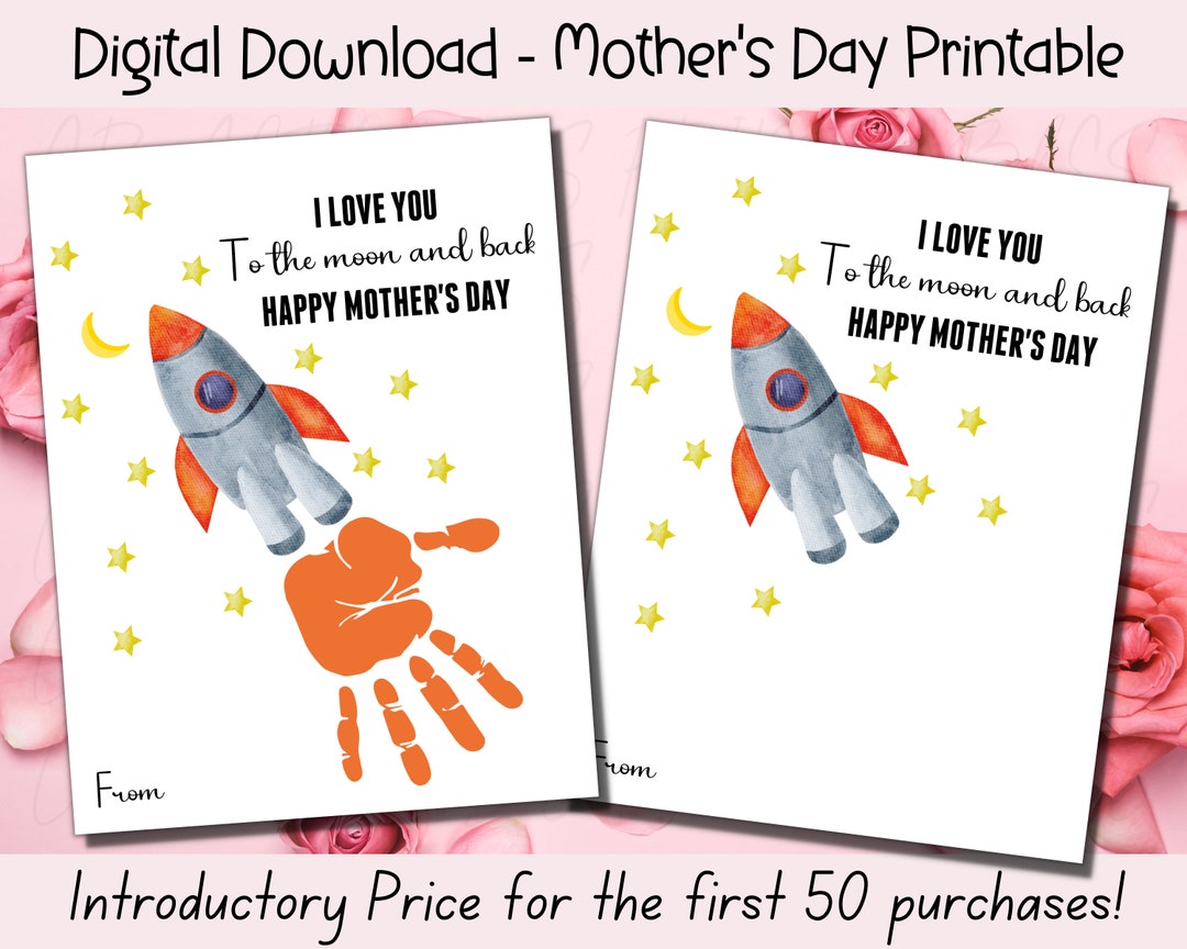 Mother's Day Printable Rocket Handprint Art Mothers Day - Etsy