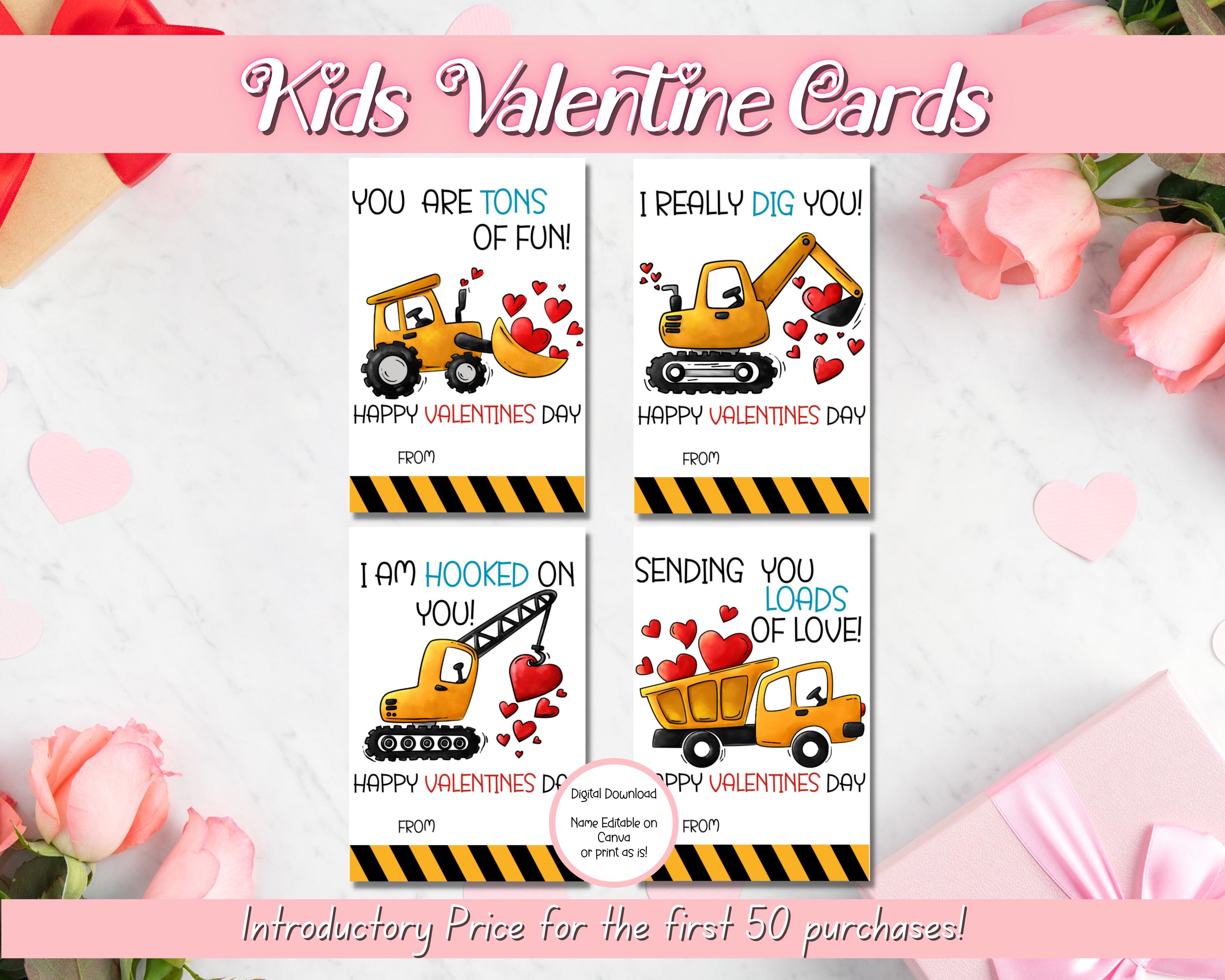 EDITABLE Classroom Valentines Day Cards, Printable Construction ...