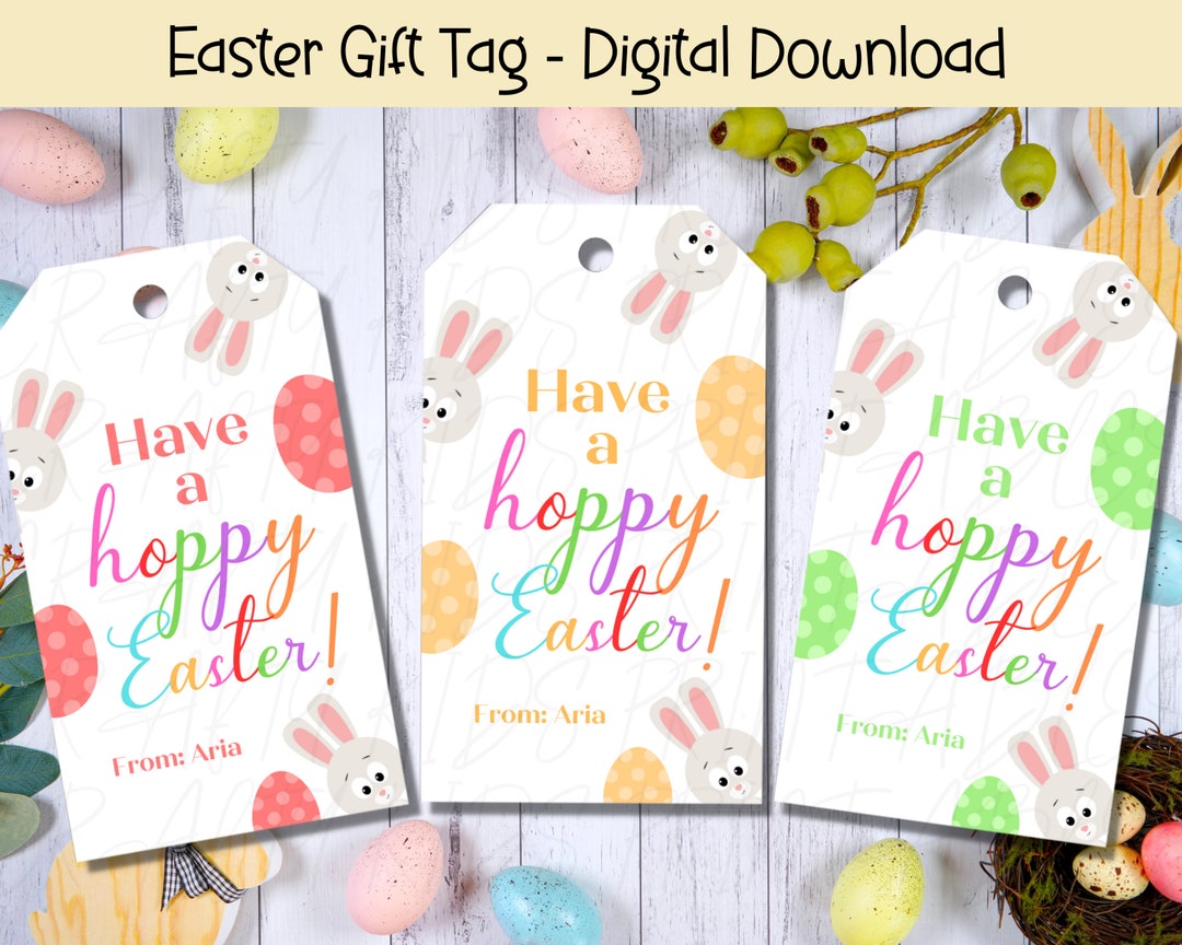 EDITABLE Colourful Easter Bunny Gift Tags, Easter Printables, Kids ...