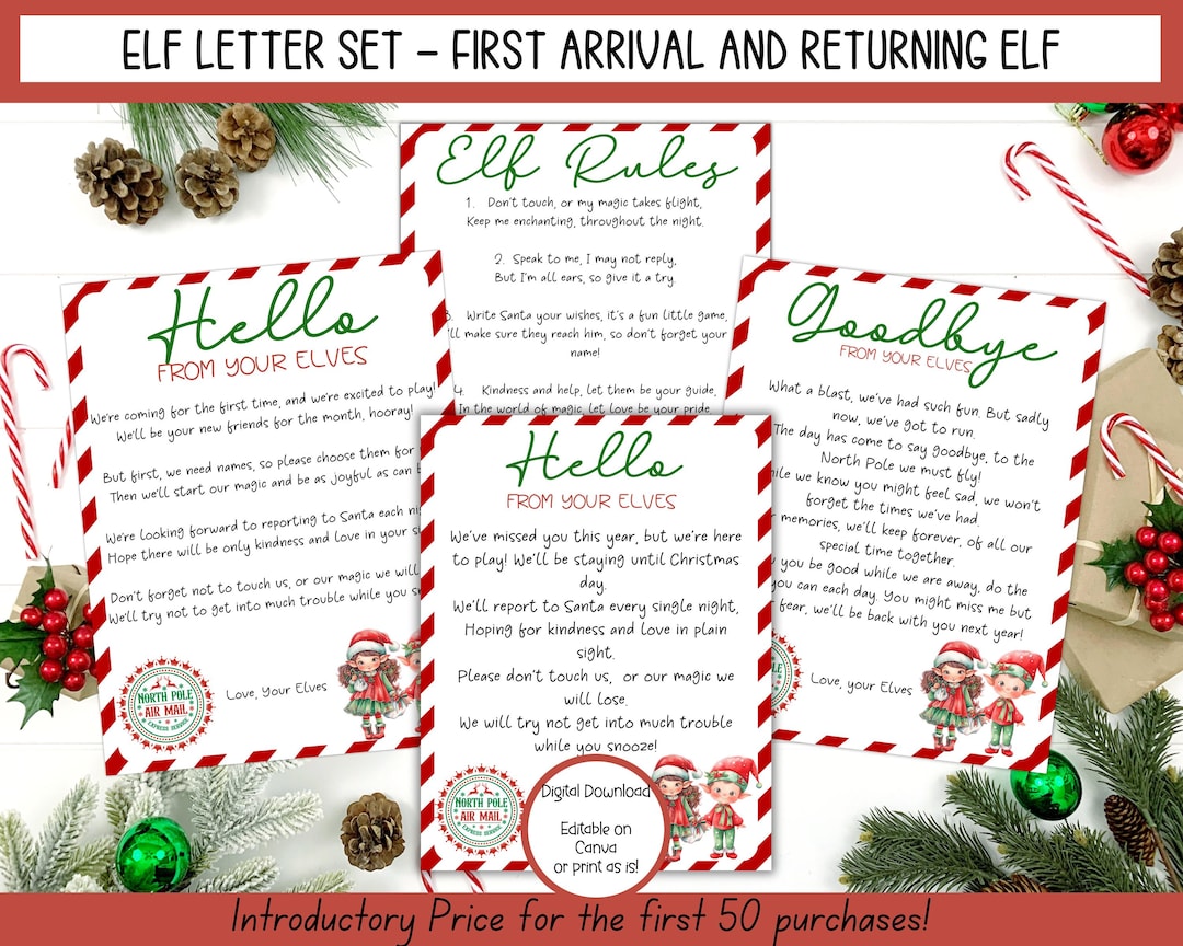 EDITABLE Elf Letter Set, Multiple Elves Letter Set, Elf Welcome Letter ...
