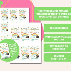 EDITABLE St Patrick's Gift Tag, St Patricks Day Gift, Rainbow St ...