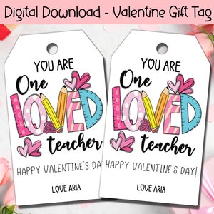 EDITABLE Teacher Valentine Gift Tags, Valentine Teacher Gift, Printable ...
