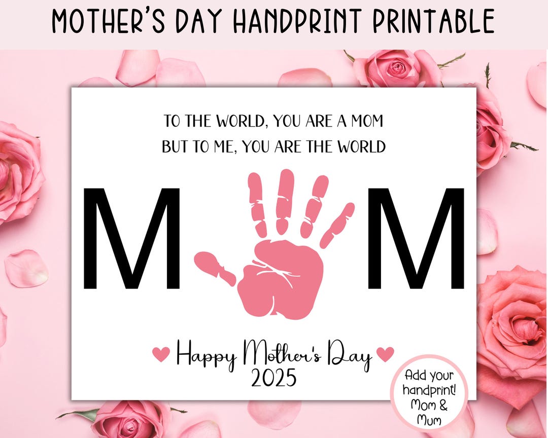 Mother's Day Printable, Mother's Day Handprint Art Mothers Day Gift ...