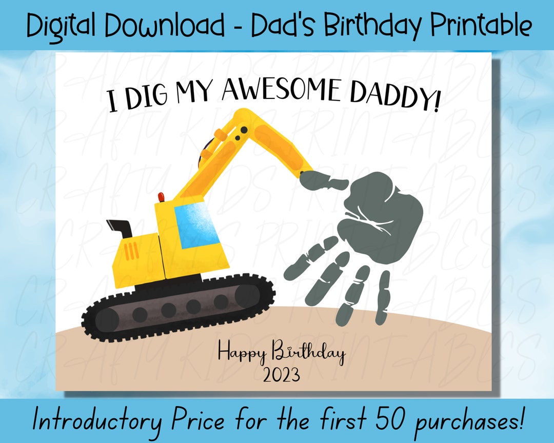 Dad's Birthday Gift Printable Digger Construction - Etsy