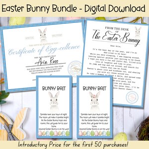 Easter Bunny Bundle, Blue Easter Bunny Bait Tag, EDITABLE Easter Bunny ...