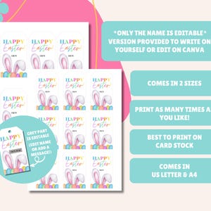 EDITABLE Easter Gift Tags, Easter Printable, Kids Easter Basket ...