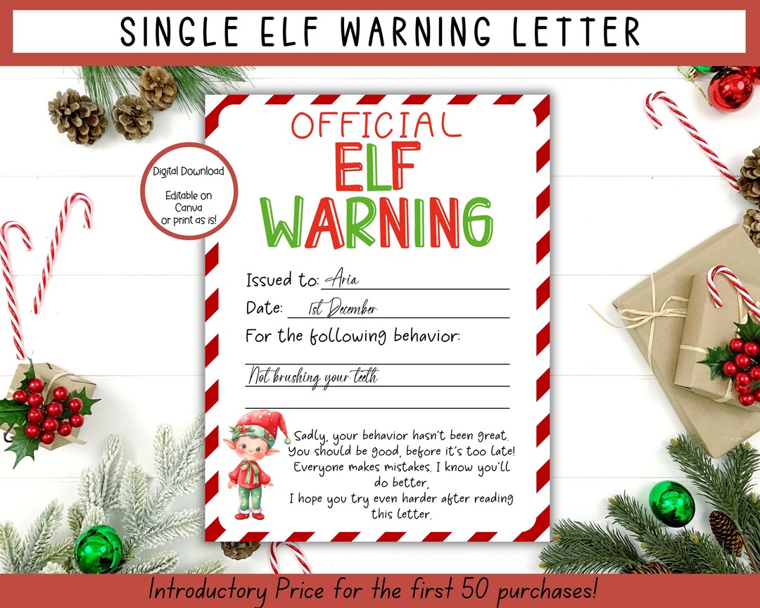 EDITABLE Elf Warning Letter, Elf Behaviour Letter, Elf Naughty Letter ...