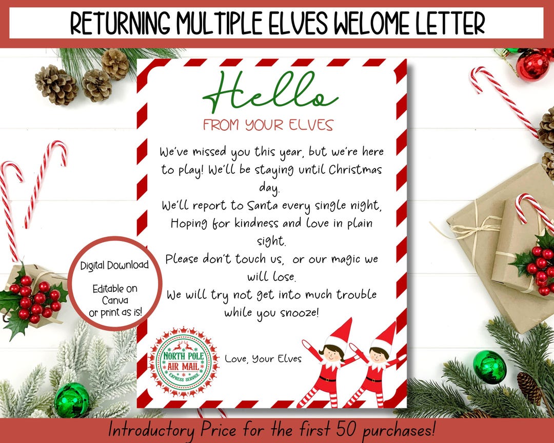 EDITABLE Multiple Elves Welcome Letter, Elf Arrival Letter, Elf Arrival ...