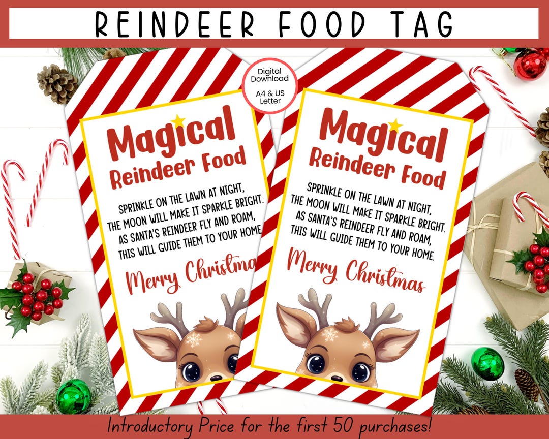 Magical Reindeer Food Tags, Reindeer Food, Printable Magic Reindeer ...