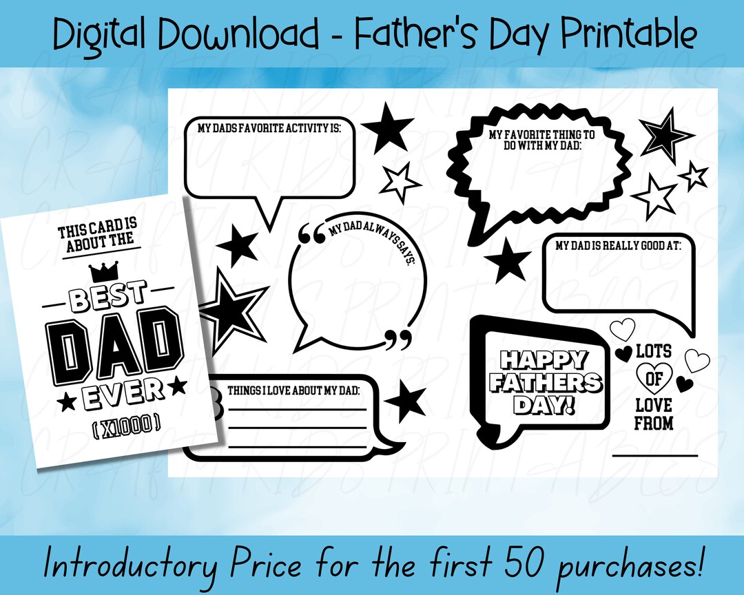 Father's Day Printable, Best Dad Ever Card, Fathers Day Gift, Father's ...