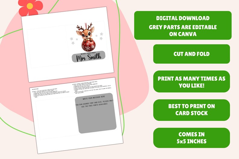 EDITABLE Teacher Christmas Card, Personalized Christmas Card for ...