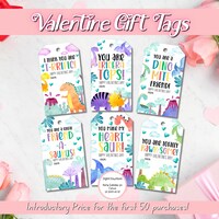 Dinomite Valentine Gift Tags Printable, Editable Dinosaur Valentine ...