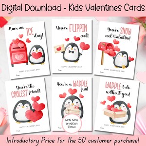 EDITABLE Penguin Valentine Cards, Classroom Valentines Day Cards, Kids ...